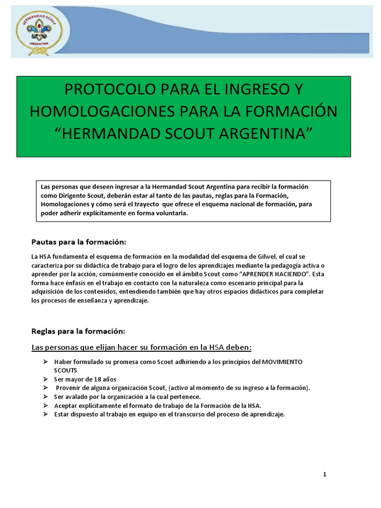 Protocolo de Ingreso y Homologaciones | Descargar gratis PDF | Exploración | Aprendizaje