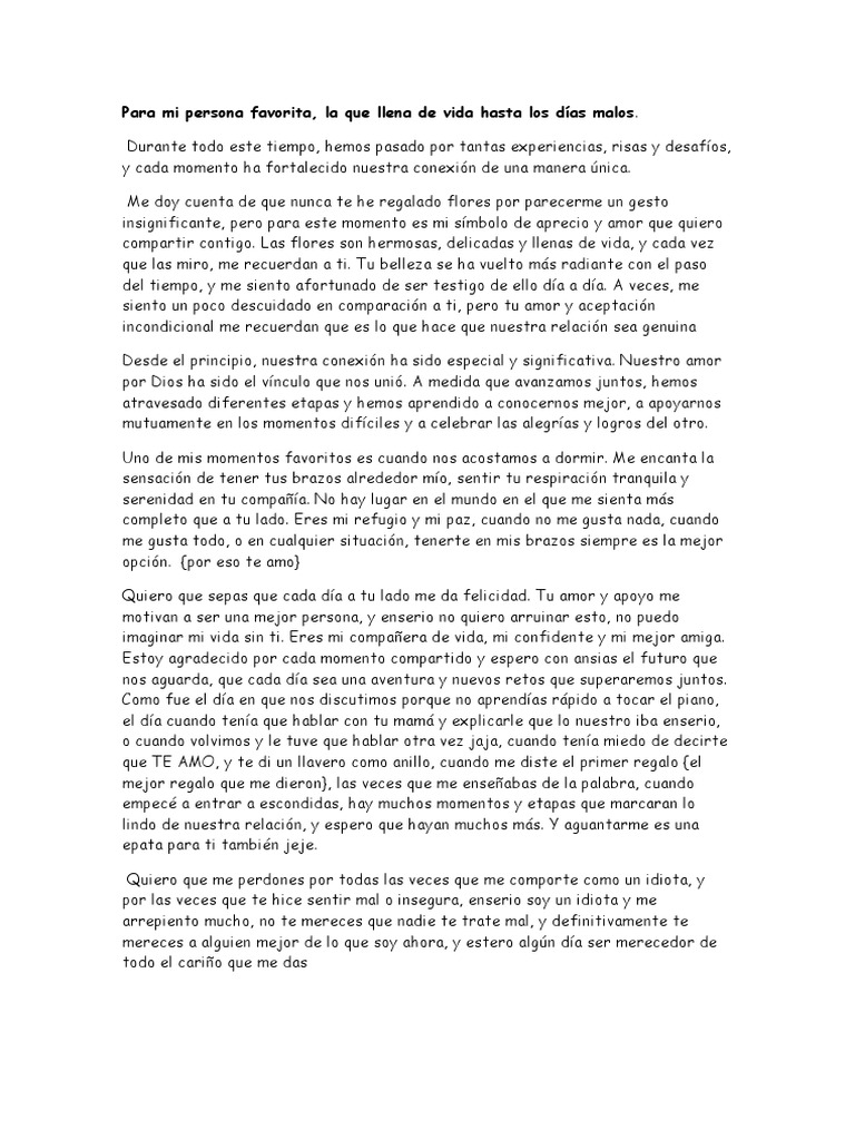 Para mi persona favorita | PDF | Amor