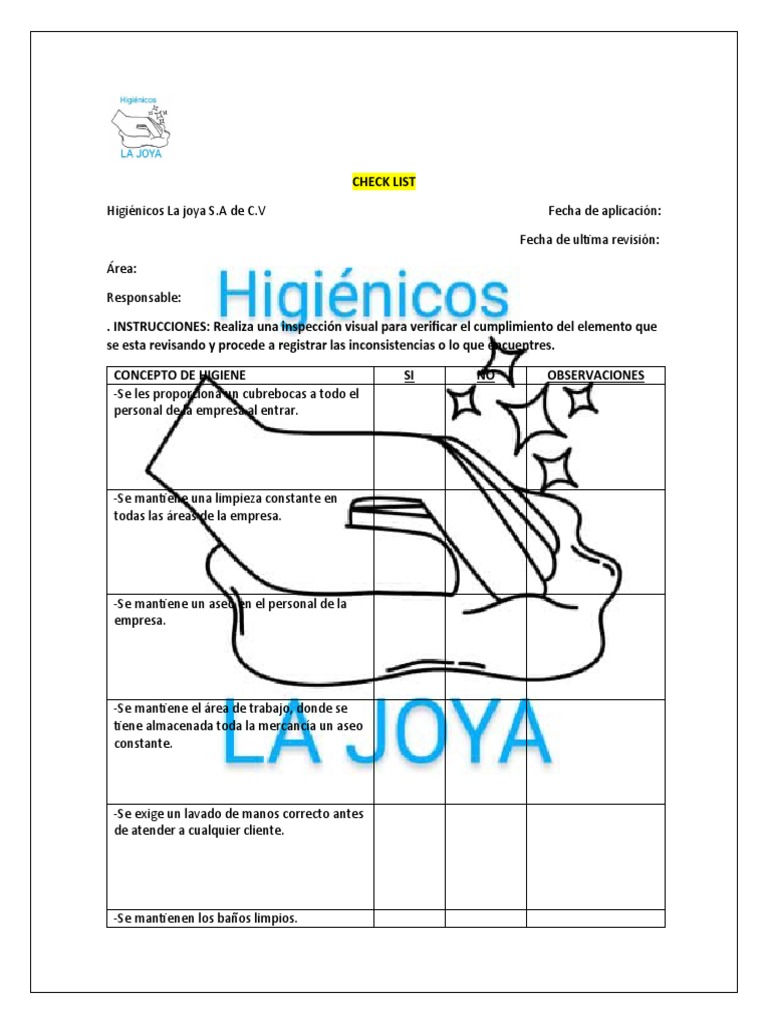 CHECK LIST Higiene | PDF