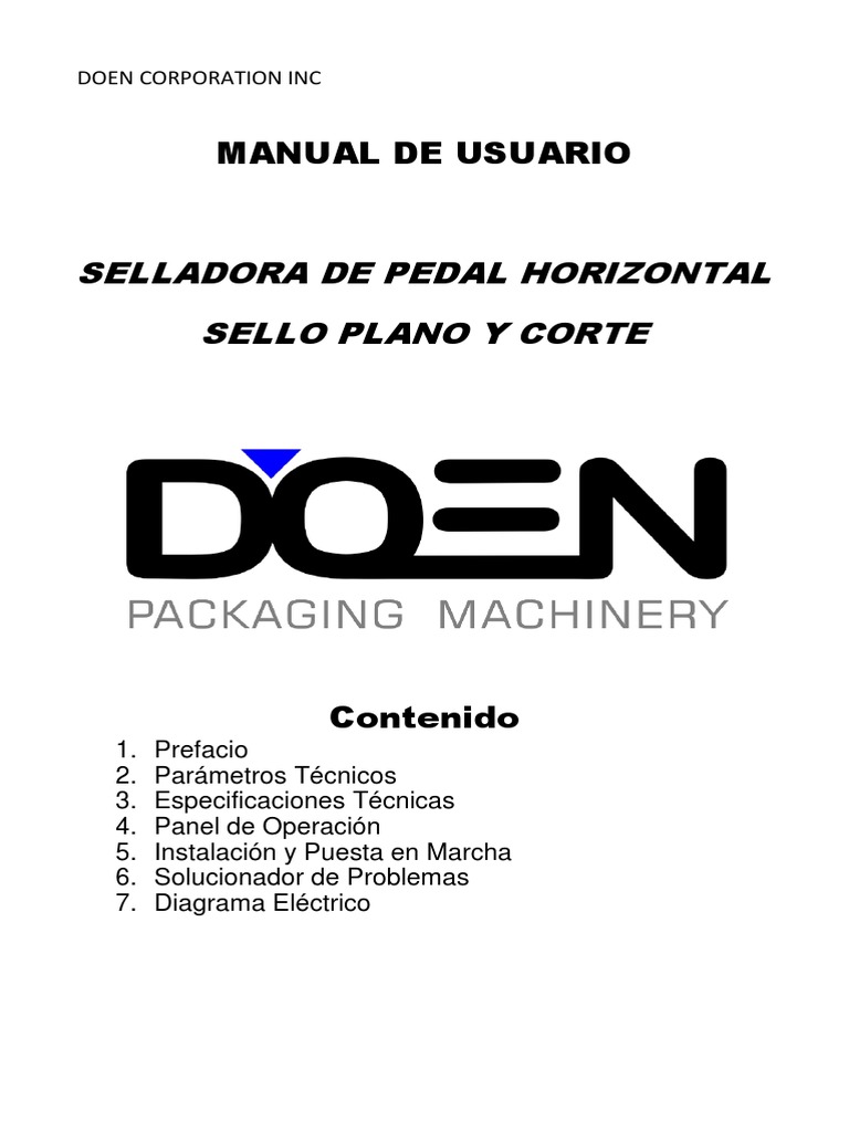 Manual Selladora de Pedal DOEN | PDF | Ingenieria Eléctrica | Bienes manufacturados