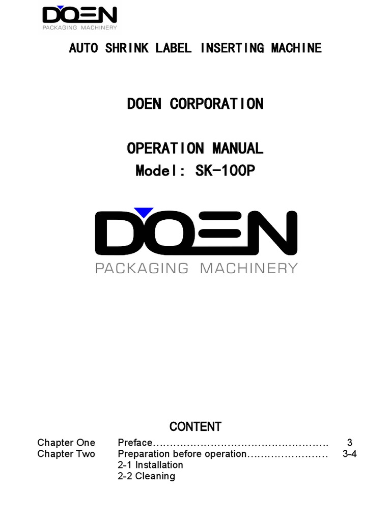 Auto Shrink Label Inserting Machine Manual | PDF | Machines | Switch