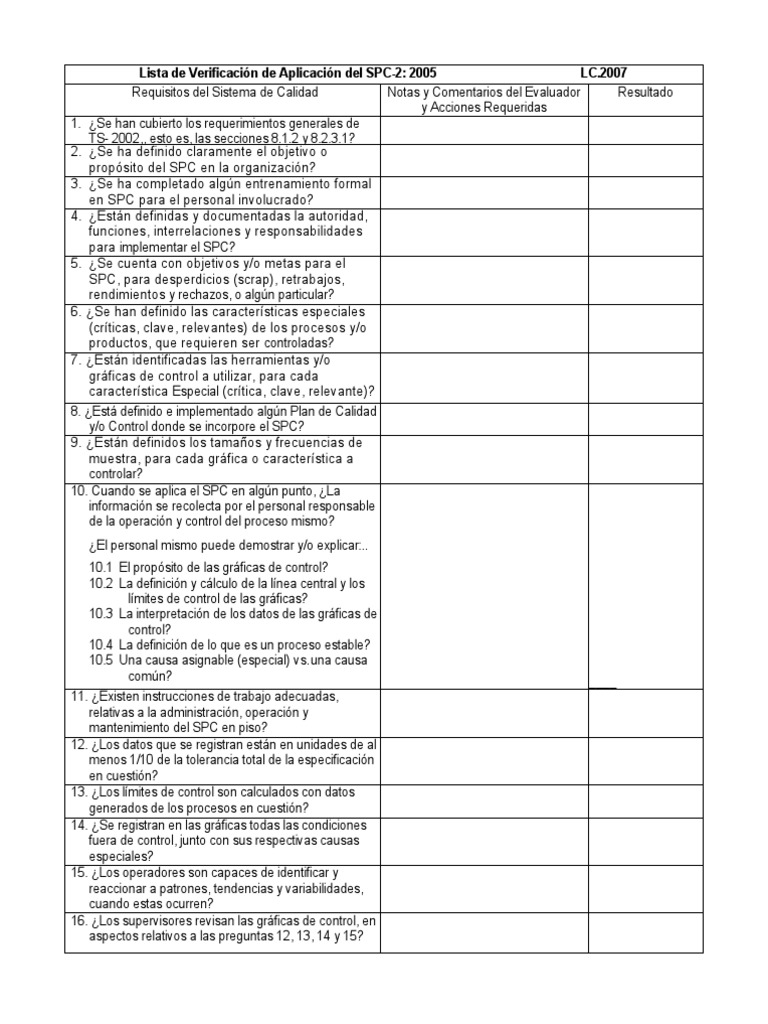 Checklist SPC 2 2005 | PDF | Informática