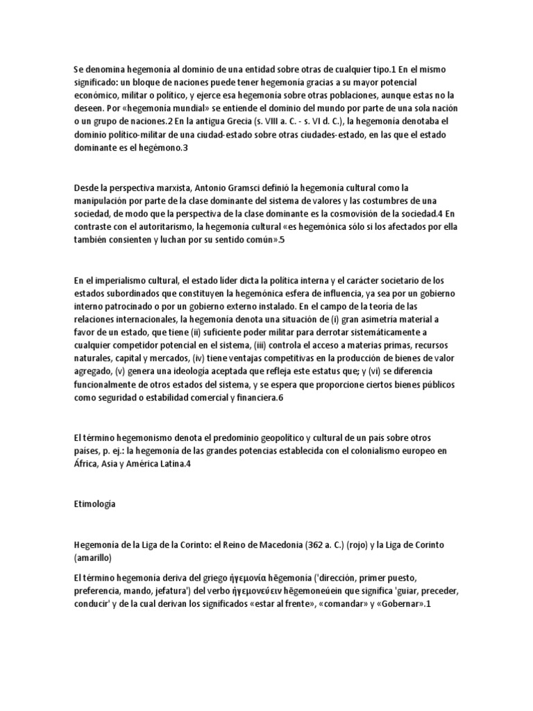 HEGEMONIA | PDF | Hegemonía | Teorías políticas