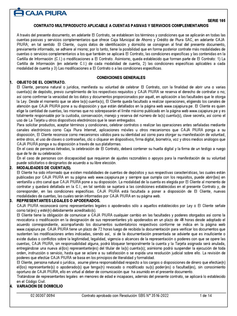Contrato Pasivas Serie 105 Vigente 16-01-2023 | PDF | Seguro | Bancos Contrato Pasivas Serie 105 Vigente 16-01-2023 | PDF | Seguro | Bancos