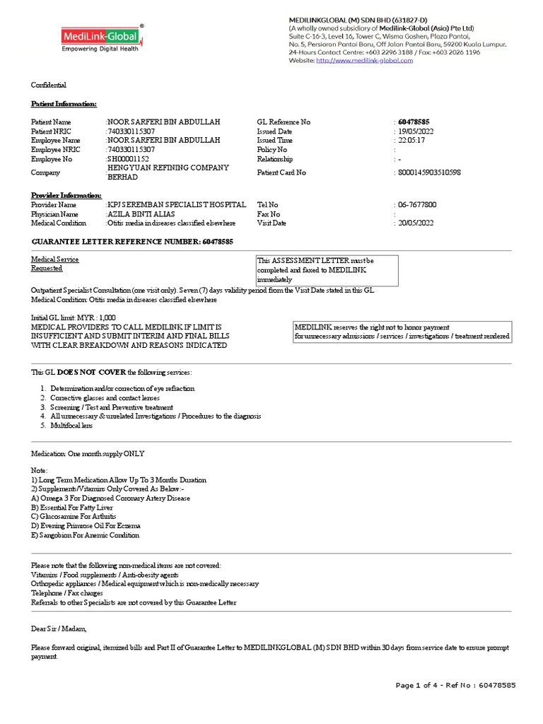 Letter 1 | PDF | Medical Diagnosis | Patient