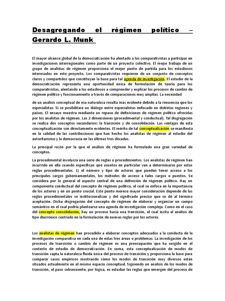 Definición y análisis del régimen político | PDF | Democracia ...