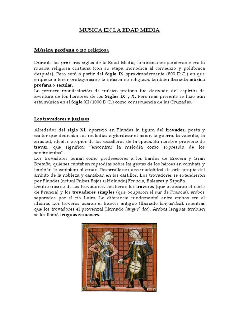 MUSICA EN LA EDAD MEDIA-Musica Profana | PDF | Arte | Historia