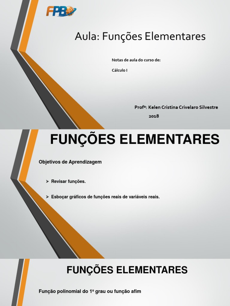 Funções Elementares | PDF | Logaritmo | Função (Matemática)