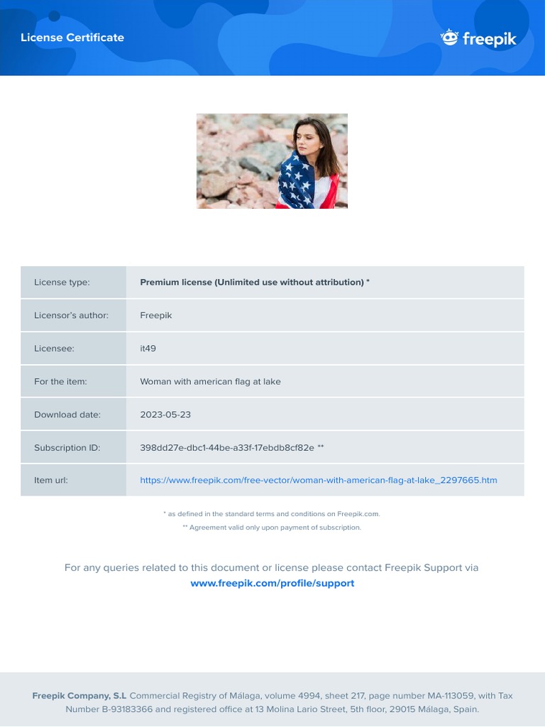 License Certificate: Premium License (Unlimited Use Without Attribution ...