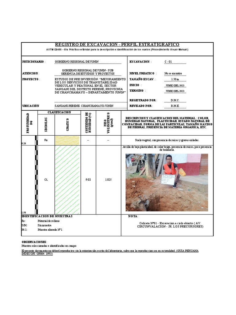 Perfil Estratigrafico | PDF | Suelo | Perú