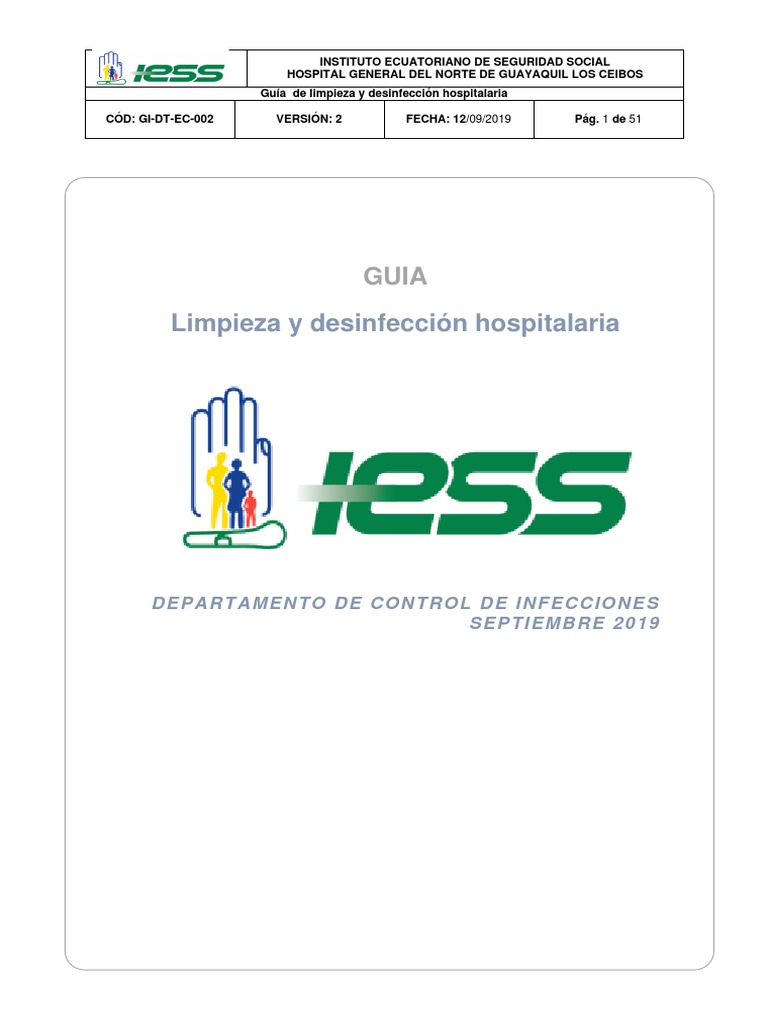 Protocolo de Limpieza y Desinfección Hospitalaria | PDF | Hospital | Higiene