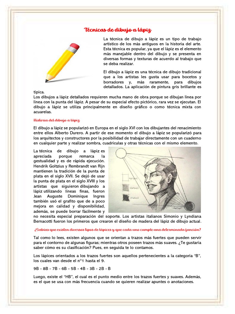 FICHA TEMATICA N 11 Tecnicas de Dibujo A Lapiz | PDF | Dibujo | Lápiz