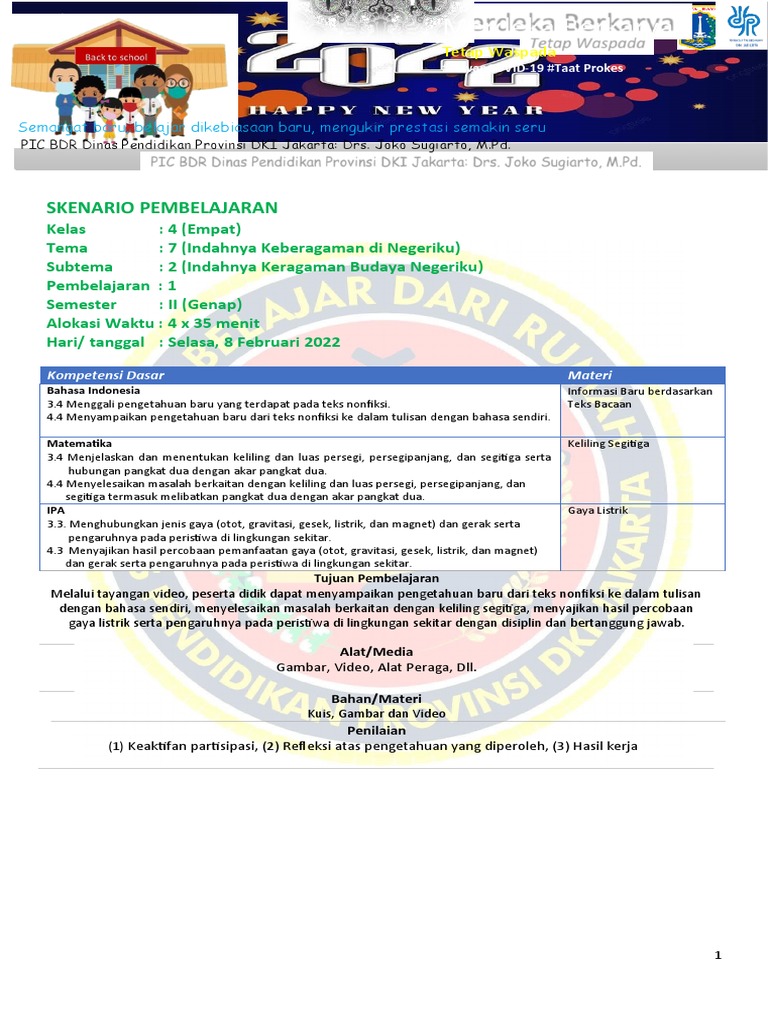 RPP Kelas 4,7.2.1 Selasa 8 Februari 2022 | PDF