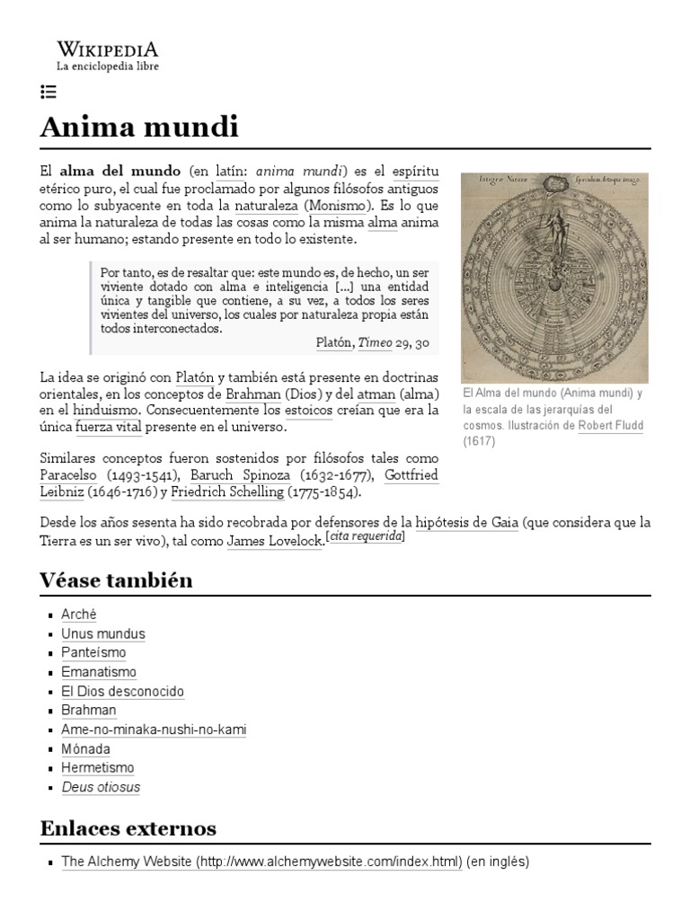 Anima Mundi Wikipedia | PDF | Filosofía
