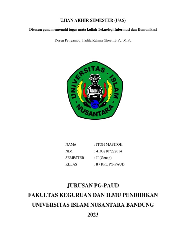TUGAS UAS (Rekapan) TIK Itoh Masitoh-1 | PDF | Karier & Perkembangan | Ilmu Sosial