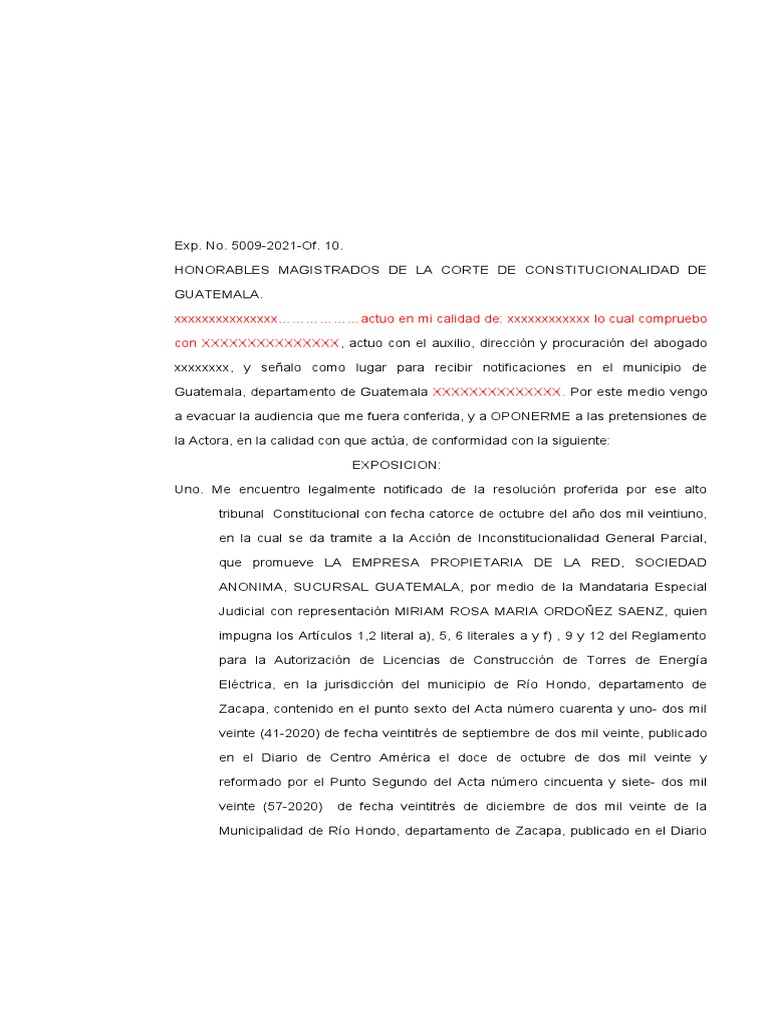accion inconstitucionalidad Rio Hondo zacapa. Lic. Ludvin Rodas | PDF ...