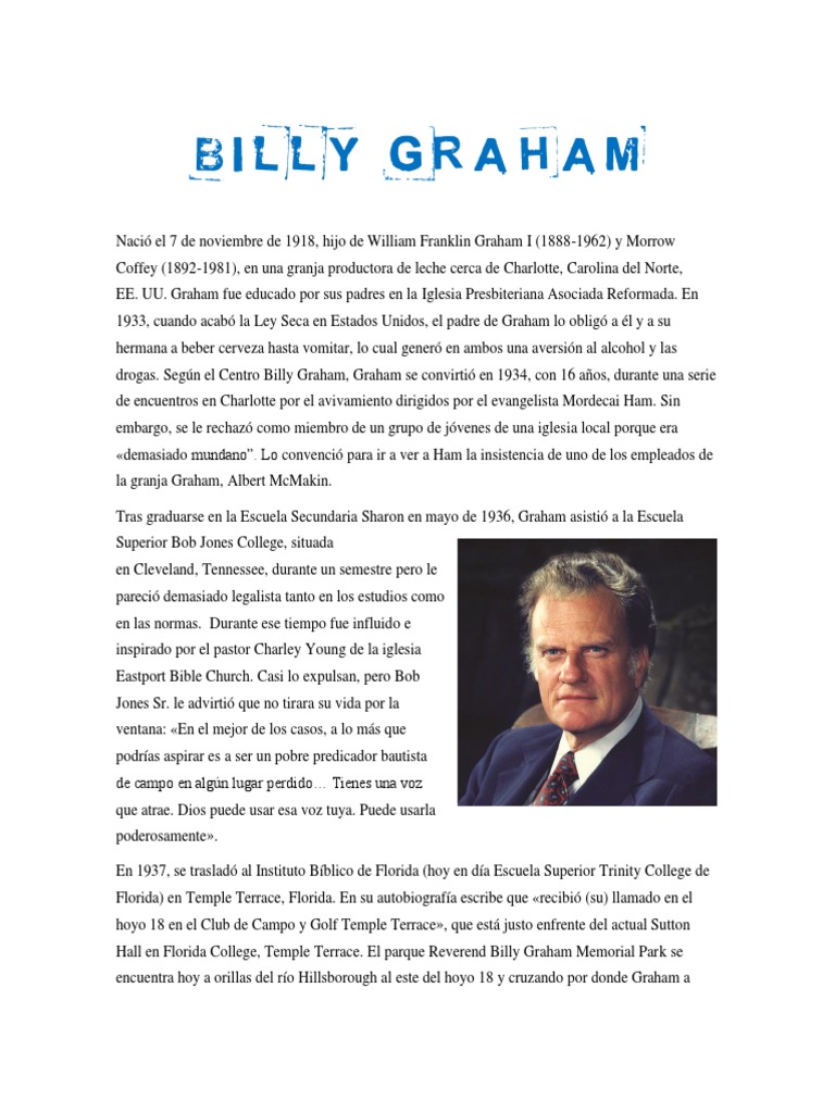 Biografía de Billy Graham: Vida y Legado | PDF | Billy Graham