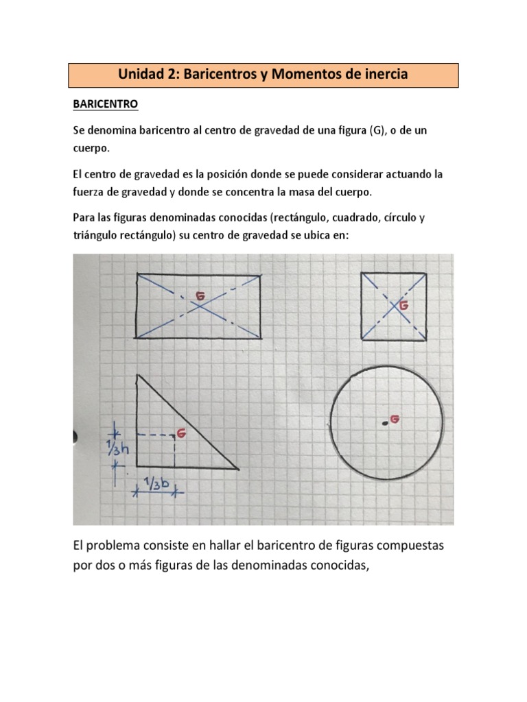 Baricentro Teoria | PDF | Rectángulo | Ingeniería mecánica