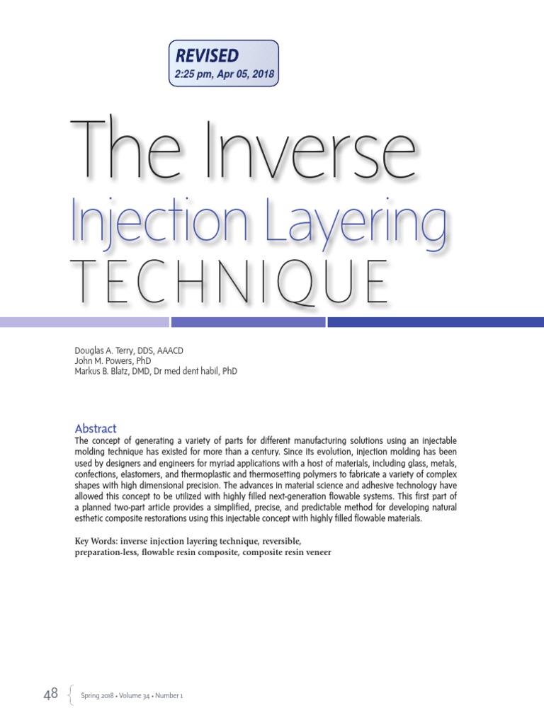 The Inverse Injection Layering Technique | PDF | Dental Composite ...