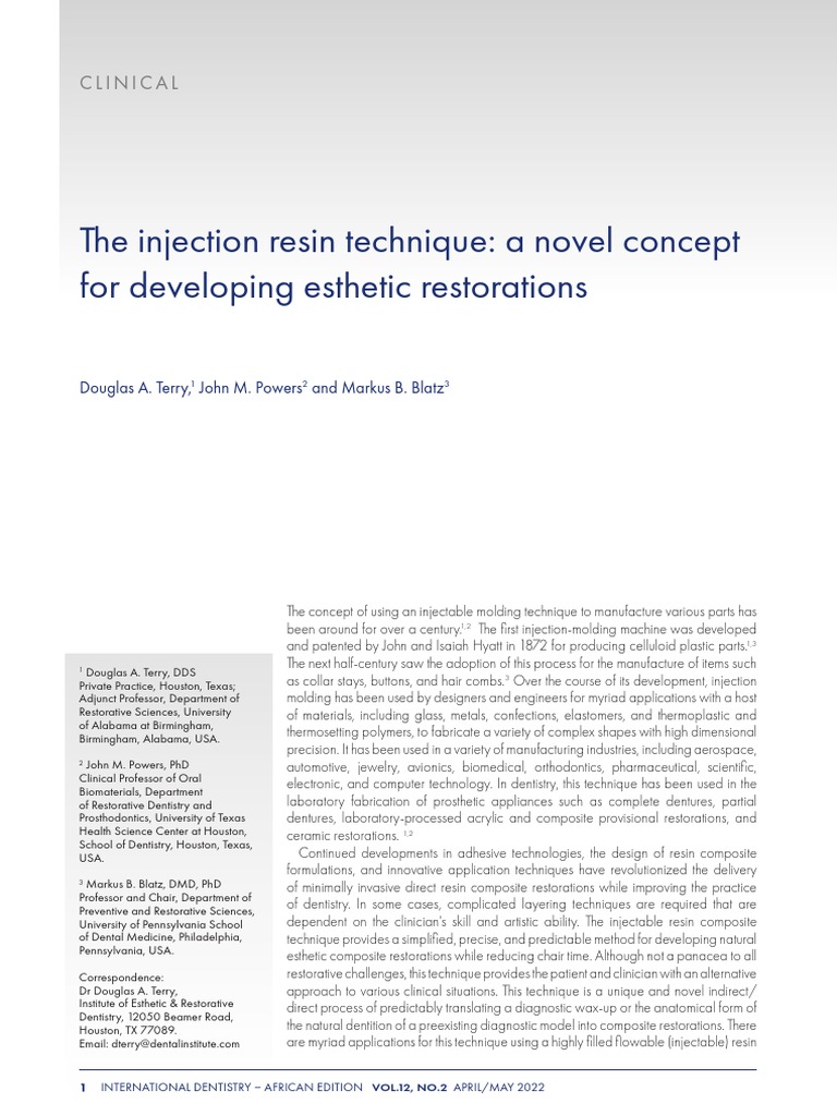 The injection resin technique a novel concept (2) | PDF | Dental ...