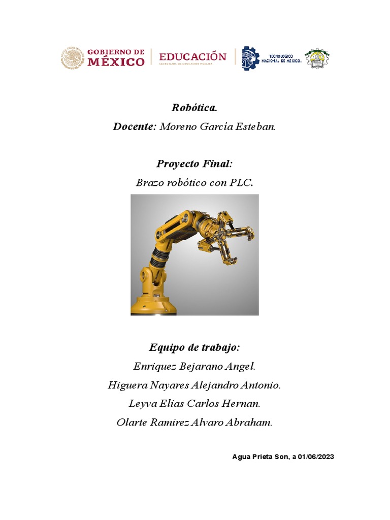 Proyecto Final Brazo Robotico | PDF | Controlador lógico programable | Arduino