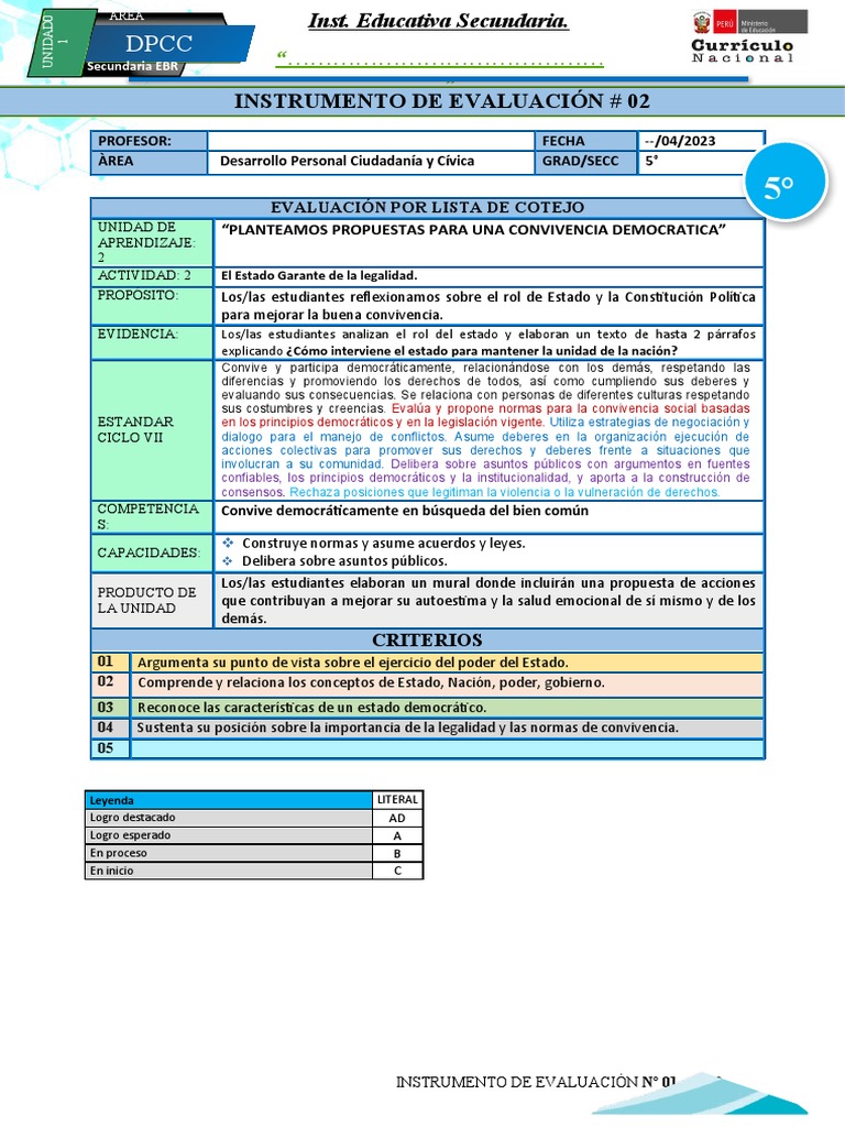 5º DPCC - LC Act.2 Uni 2 Sem 02 - 2023 | PDF | Estado (política) | Democracia