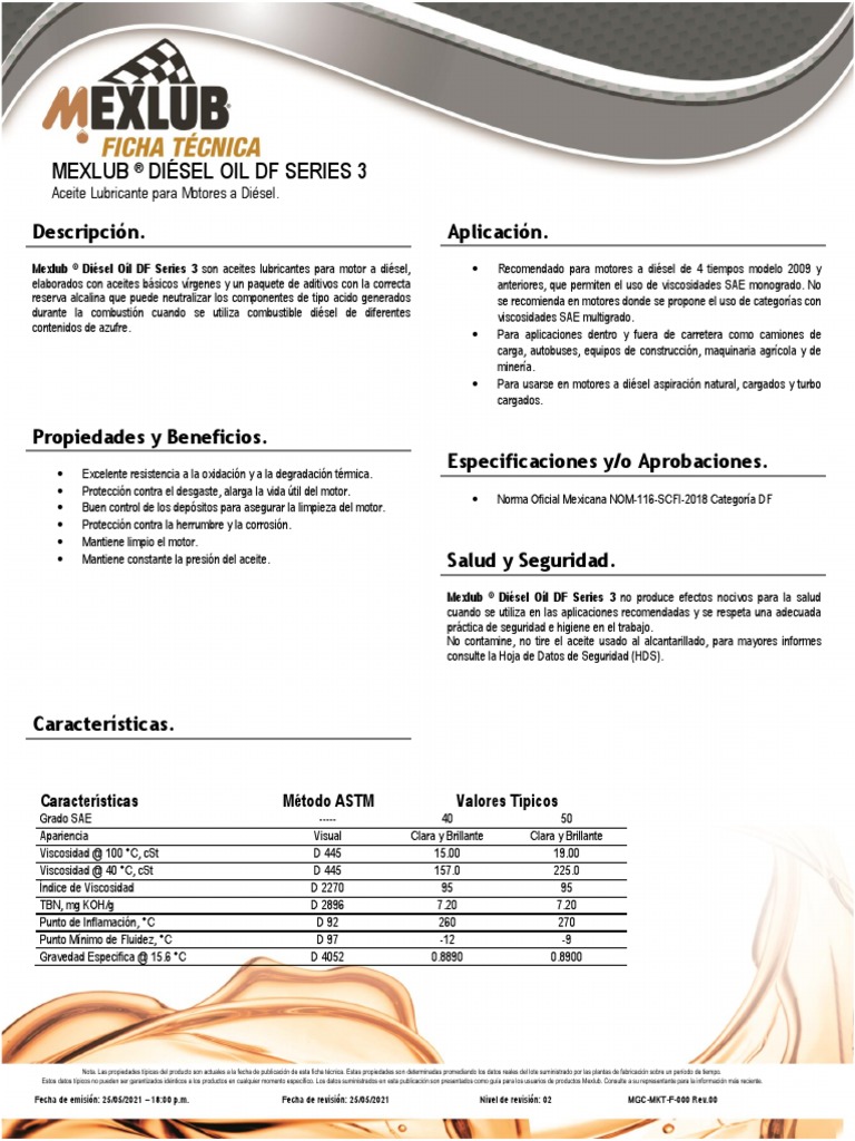 Mexlub Diesel Series 3 DF FT | PDF | Motor diesel | Petróleo