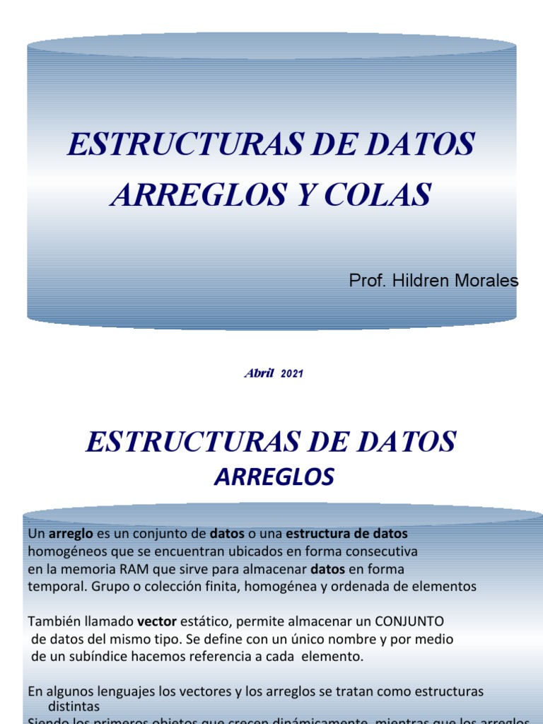 Arreglos y Colas | PDF | Cola (tipo de datos abstractos) | Informática ...
