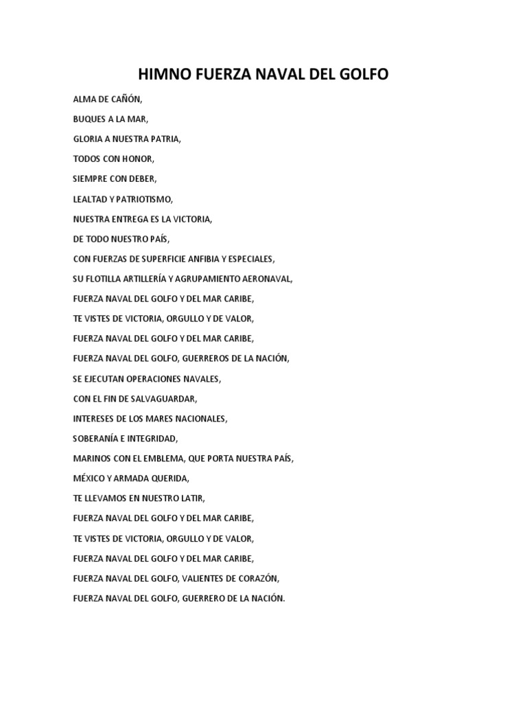 Himno Fuerza Naval Del Golfo, Letra | PDF