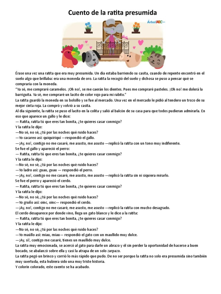 Cuento de La Ratita Presumida | PDF | Hogar, jardinería y bricolaje