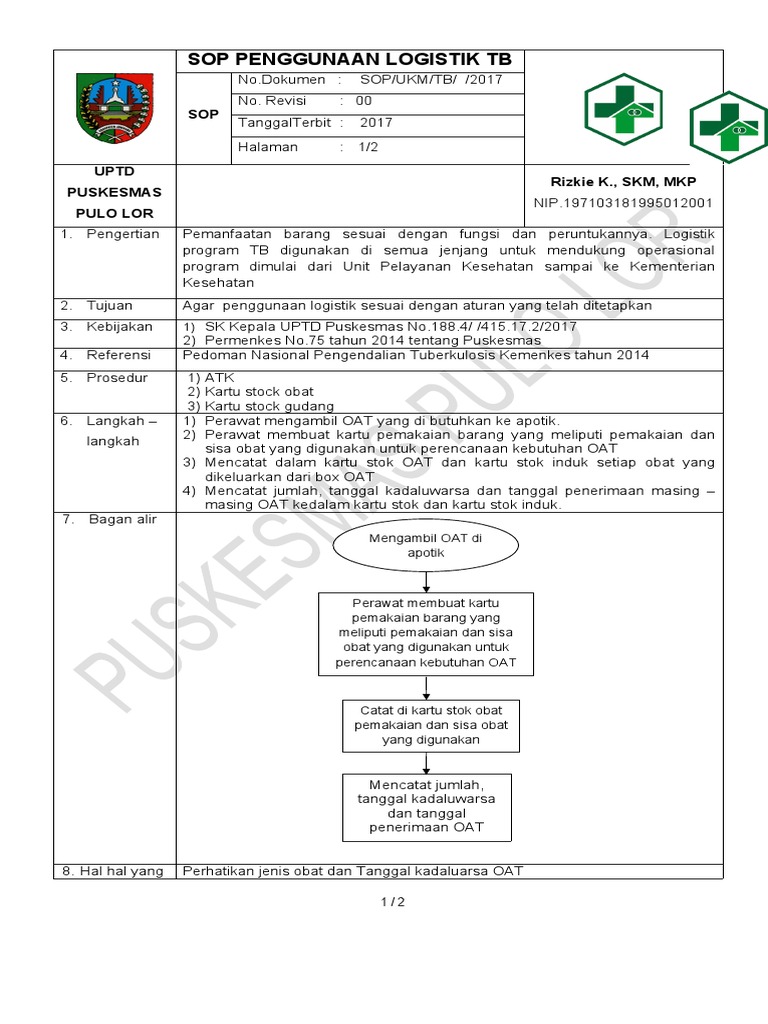 Sop Penggunaan Logistik Tb Pdf