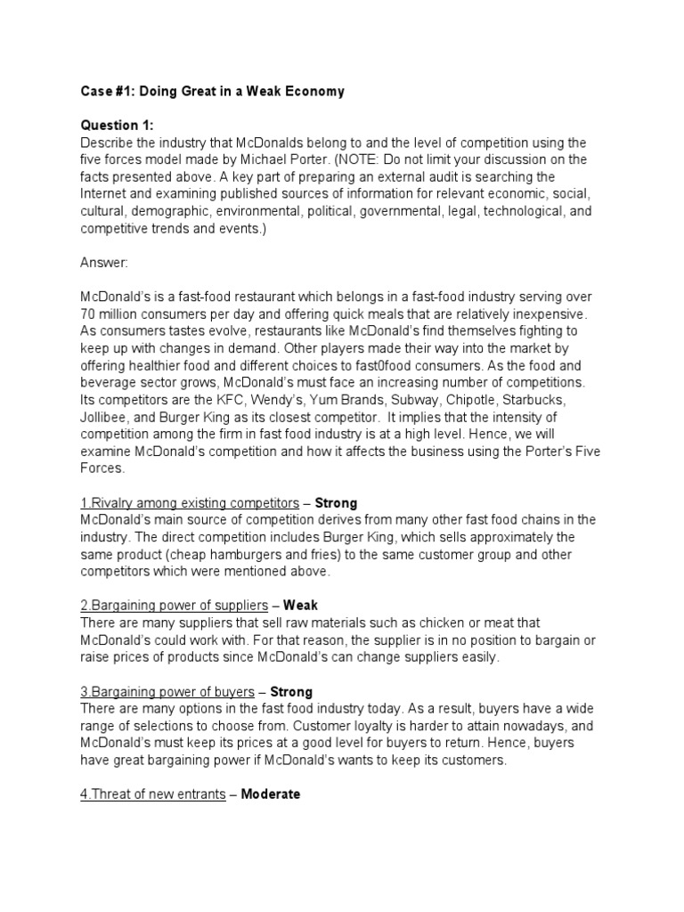 Case-1-Doing-Great-in-a-Weak-Economy | PDF | Fast Food | Mc Donald's