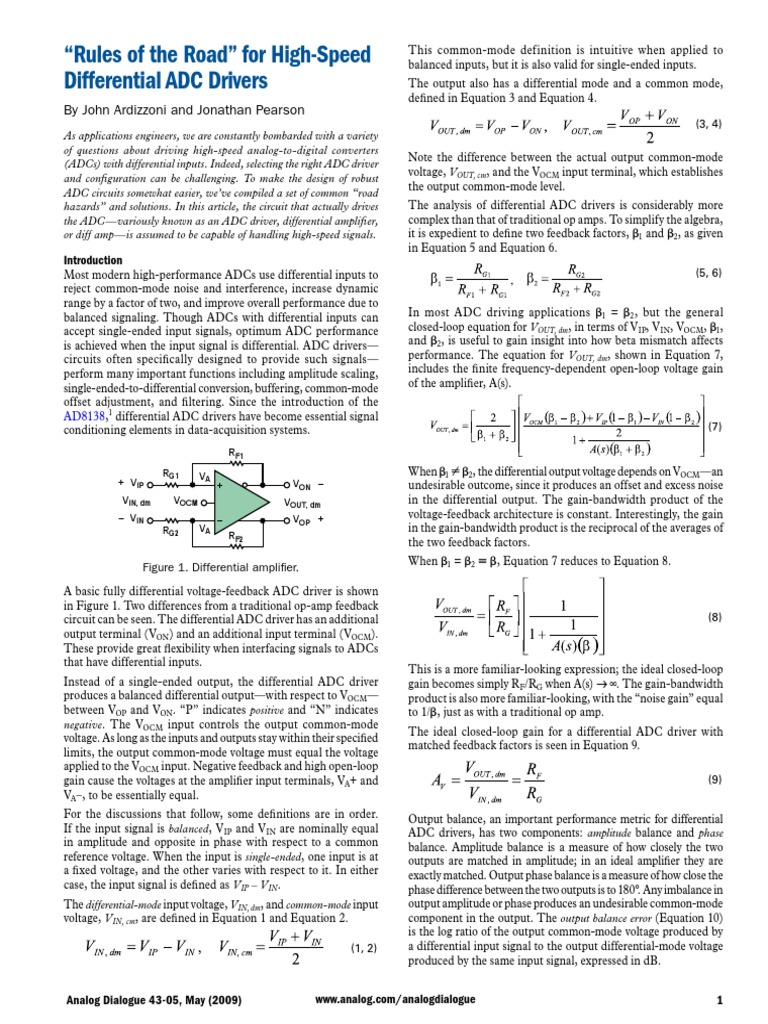 "Rules of The Road" For High-Speed Differential ADC Drivers | PDF ...