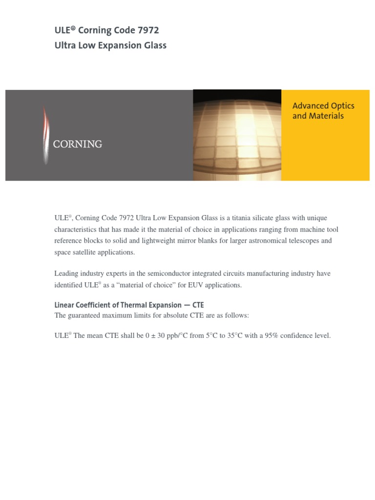 Corning ULE | PDF | Thermal Expansion | Young's Modulus