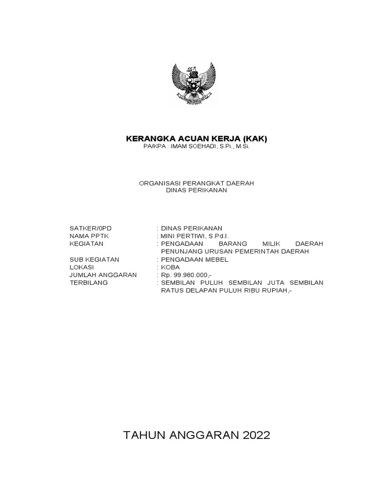 KAK Fix | PDF | Bisnis | Griya & Taman