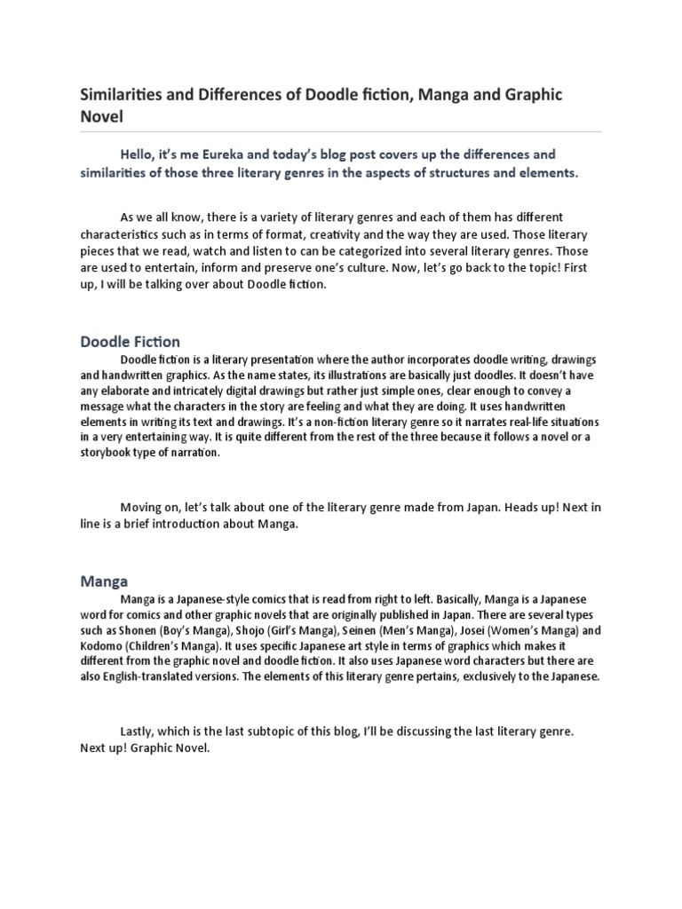 Similarities and Differences of Doodle fiction | PDF | Manga | Comics