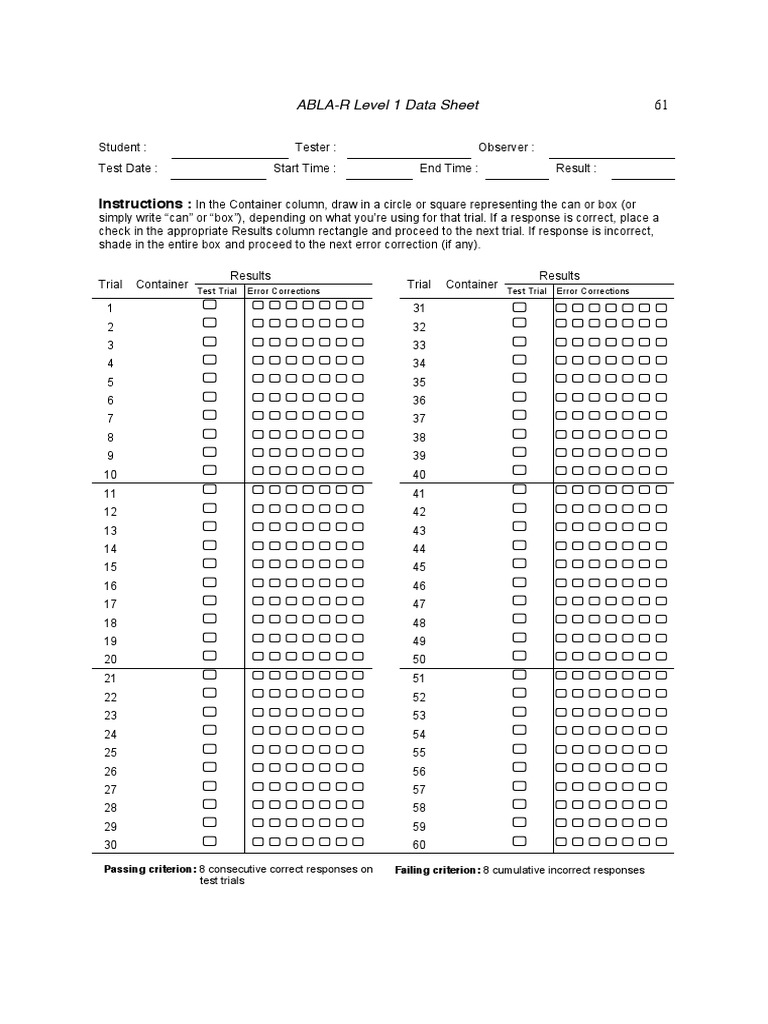 ABLA-R (Folha de Registro) | PDF