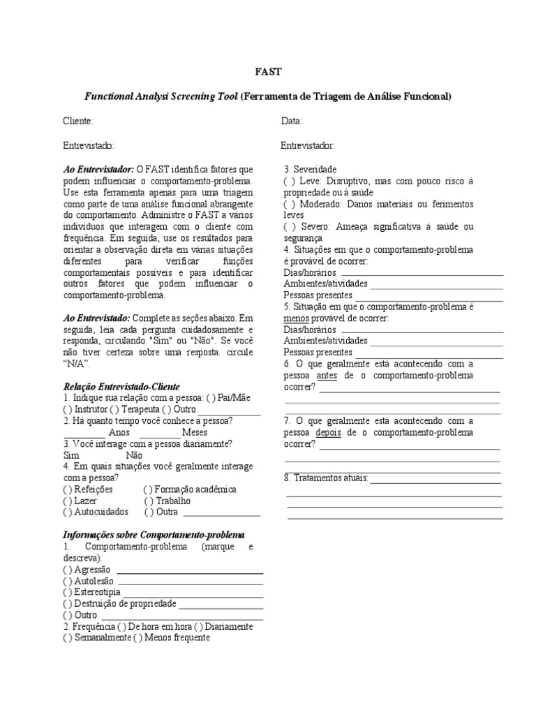 FAST | PDF | Comportamento