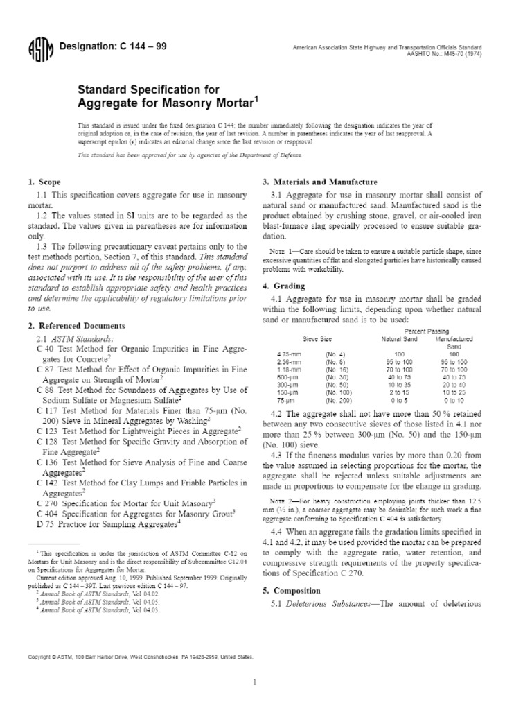 Astm C 144 PDF | PDF