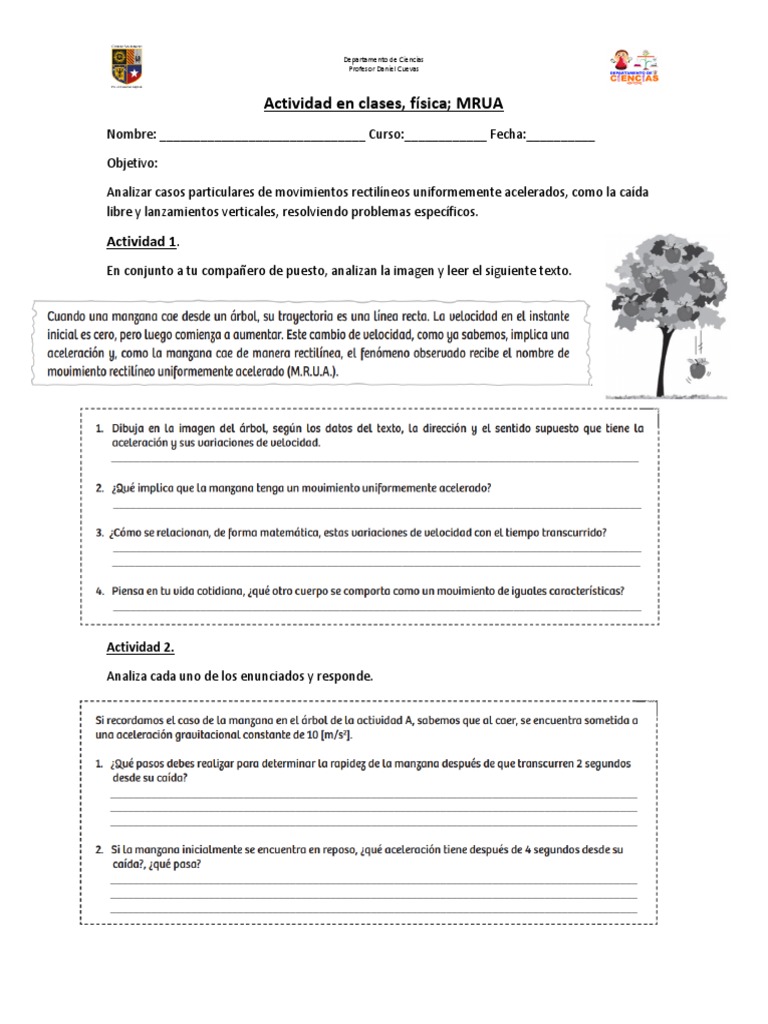 Actividades sobre MRUA en Física | PDF