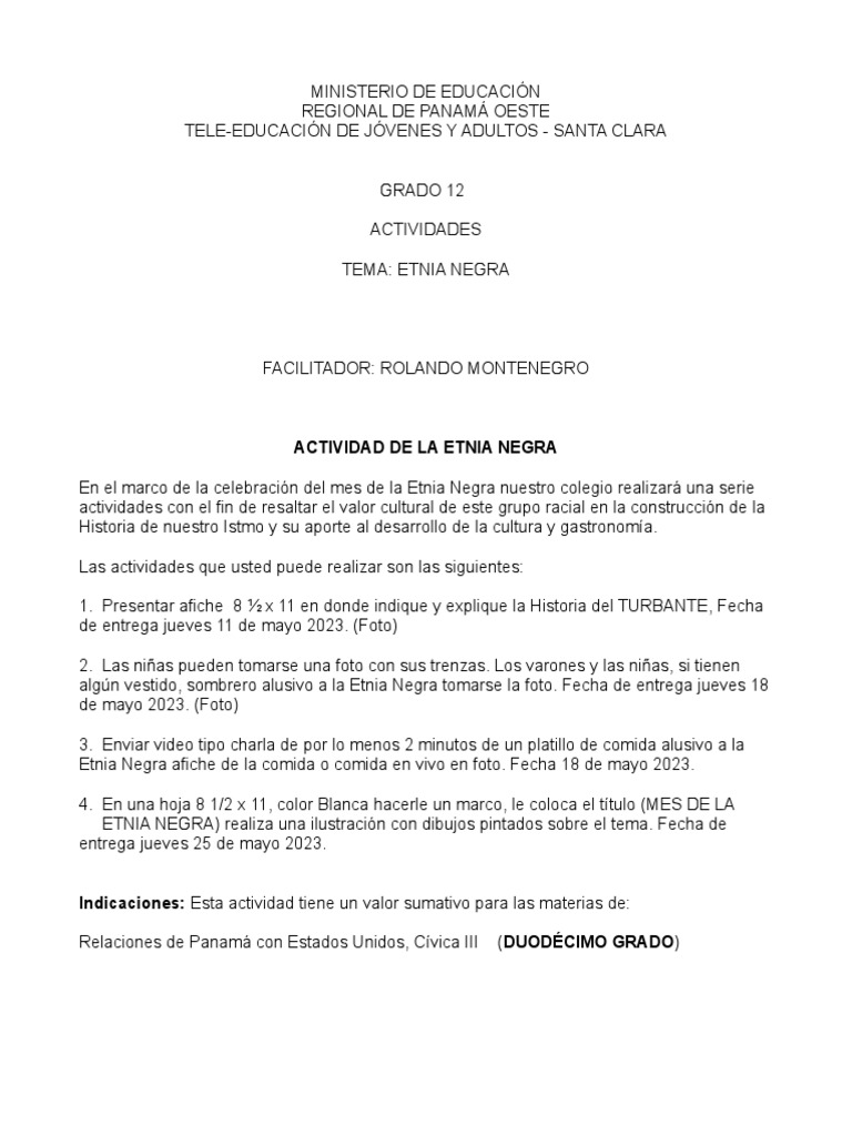 Hojas De Actividades Del Mes De La Historia Afroamericana