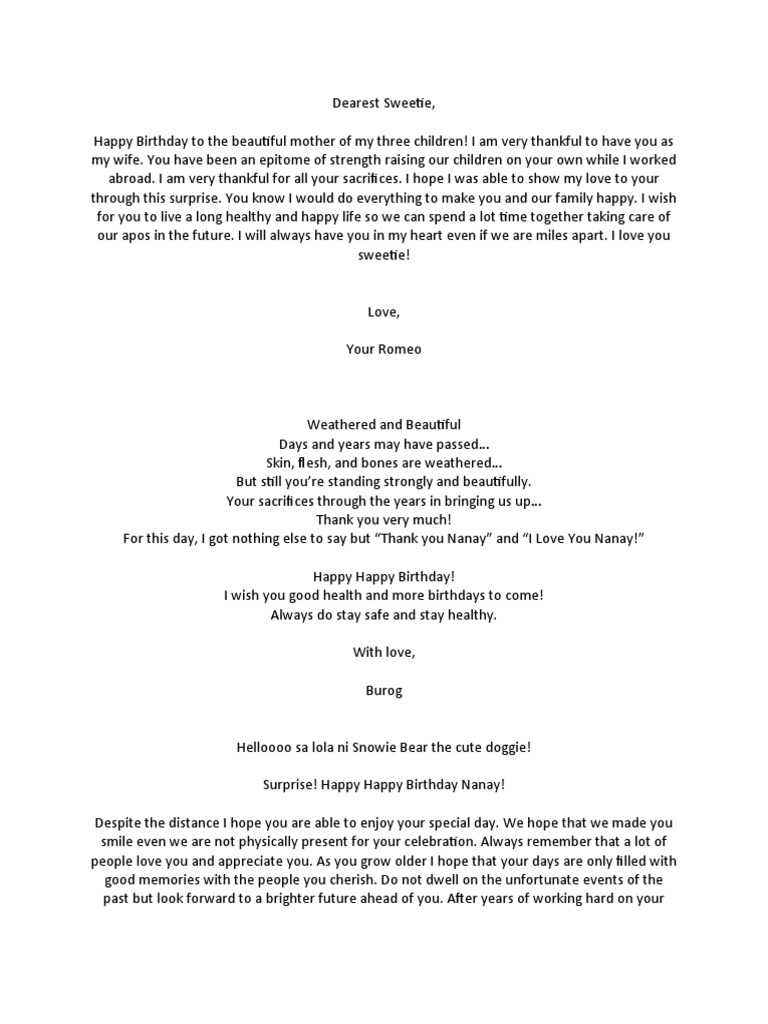 Letters For Nanay | PDF