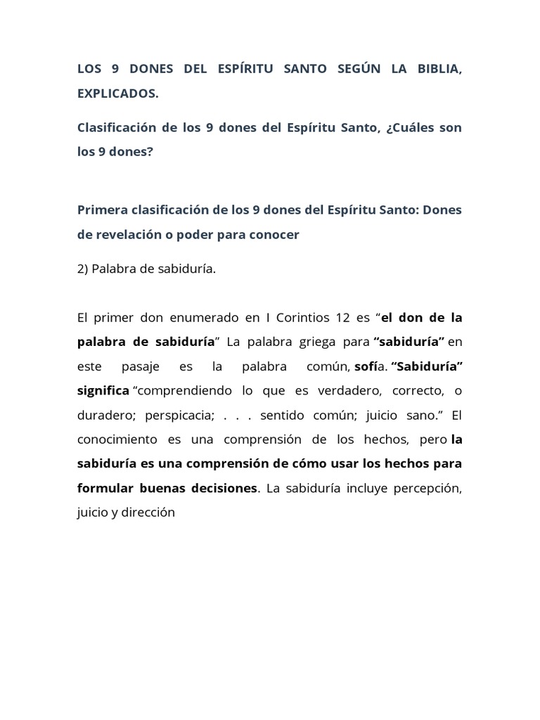 Los 9 Dones del Espíritu Santo Explicados | PDF | Cristo (título) | Dios