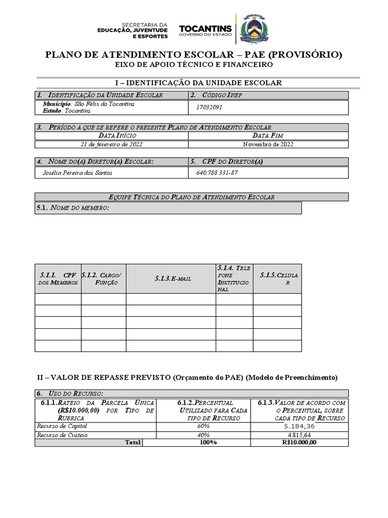 PAE -MODELO | PDF | Aprendizado