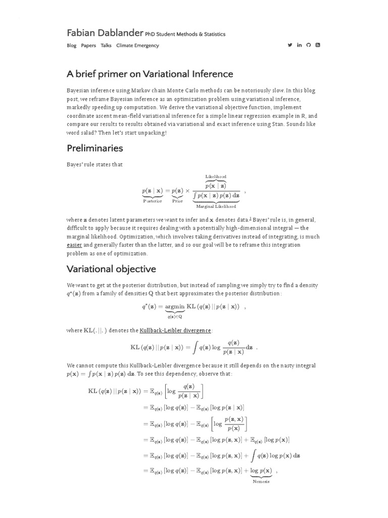A brief primer on Variational Inference _ Fabian Dablander | PDF ...