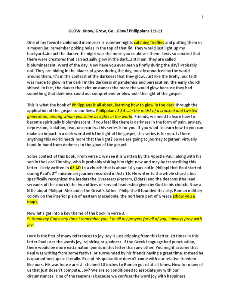 GLOW Know Grow Go Glow Sermon Notes | PDF | Paul The Apostle | Jesus