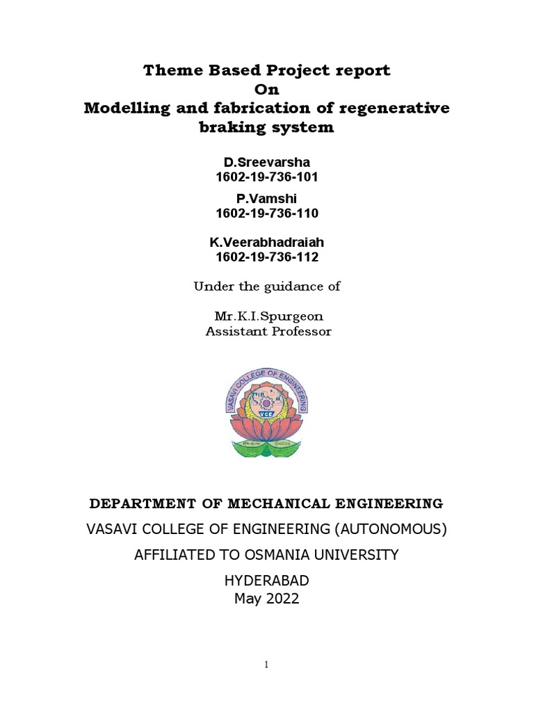 Vamshi Theme Based Project Report Final | PDF | Brake | Vehicles