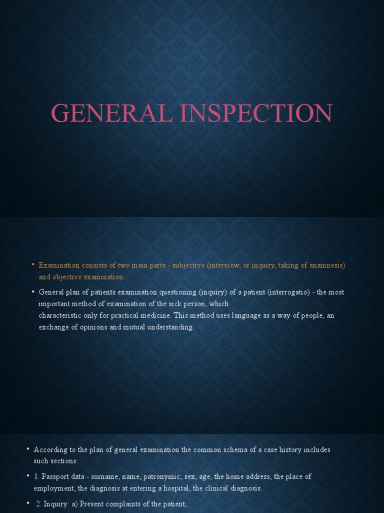 General Inspection | PDF | Physical Examination | Medical Diagnosis