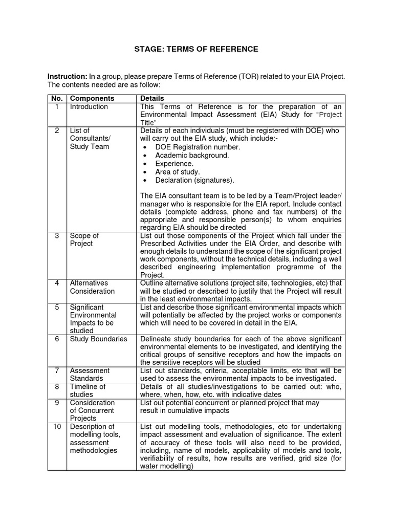 Stage: Terms of Reference: Instruction: in A Group, Please Prepare ...