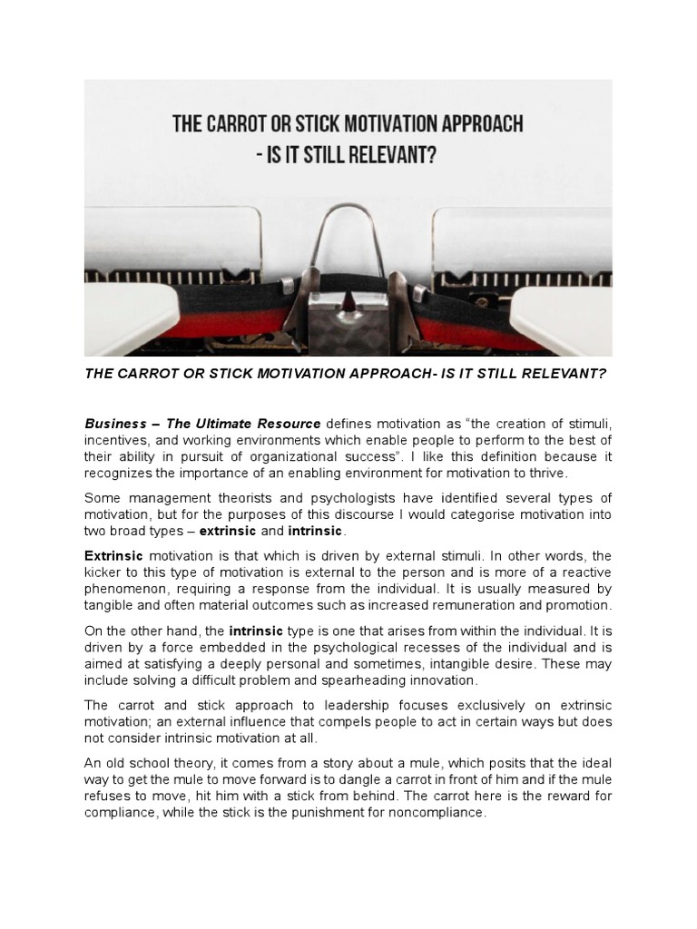 The Carrot or Stick Motivation Approach | PDF | Motivation | Motivational